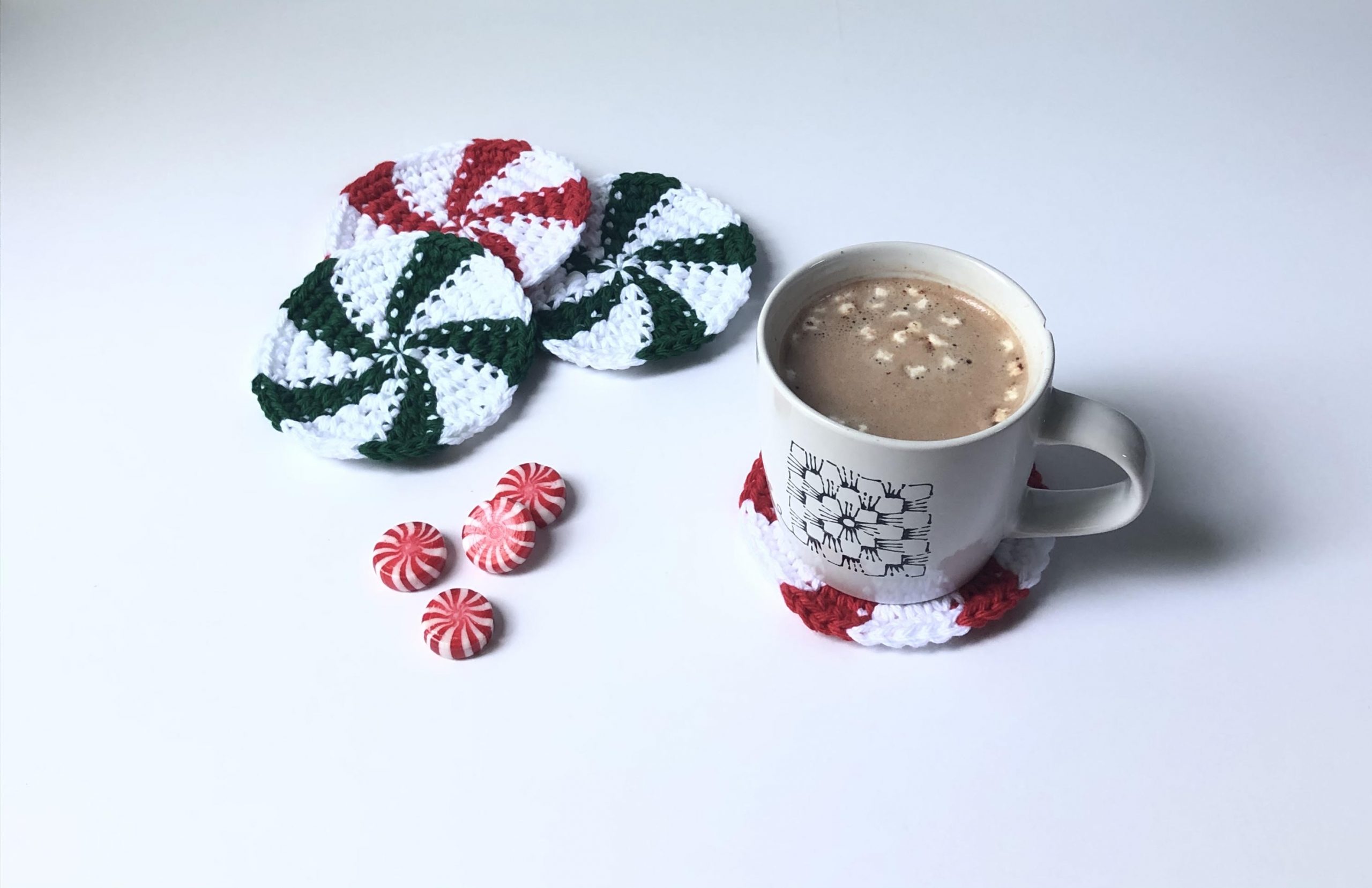 Peppermint Candy Coasters - Free Crochet Pattern - Ambassador Crochet